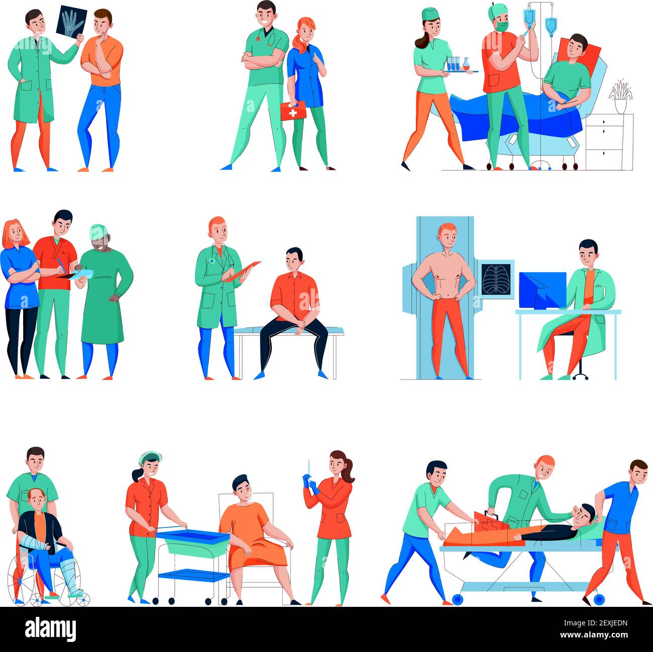 Hospital Flat Icons Set Stock Vector Image & Art - Alamy