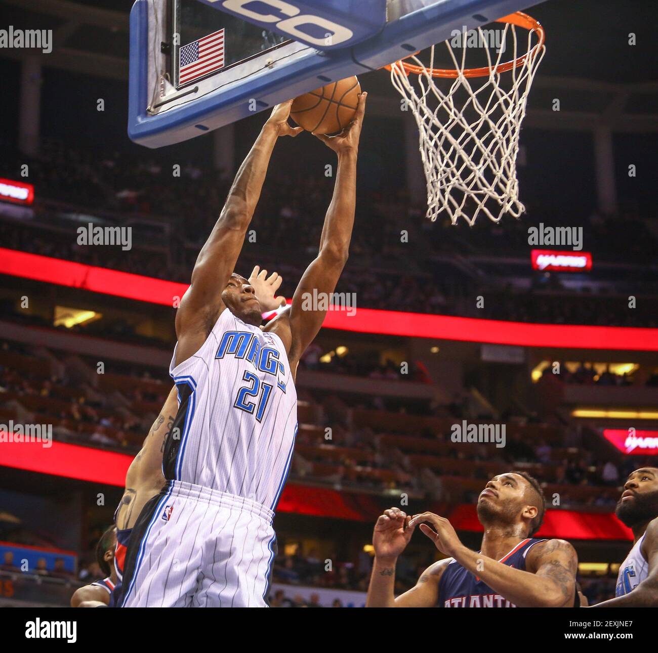 The Orlando Magic's Maurice Harkless (21) dunks the ball against the ...