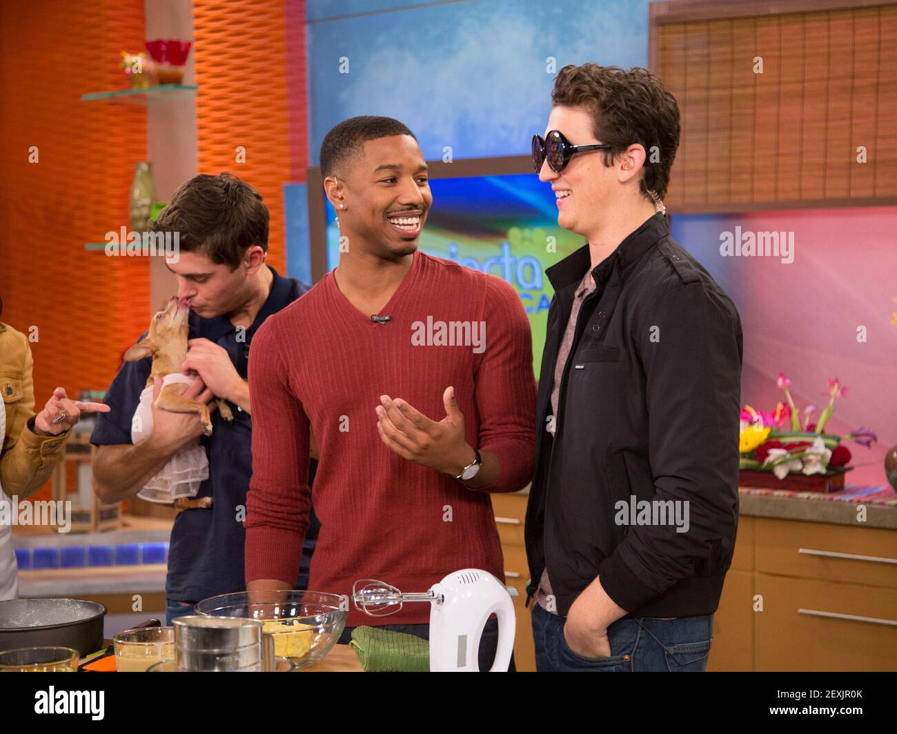 Zac Efron Michael B Jordan And Miles Teller Are Seen On The Set Of Univisions Despierta
