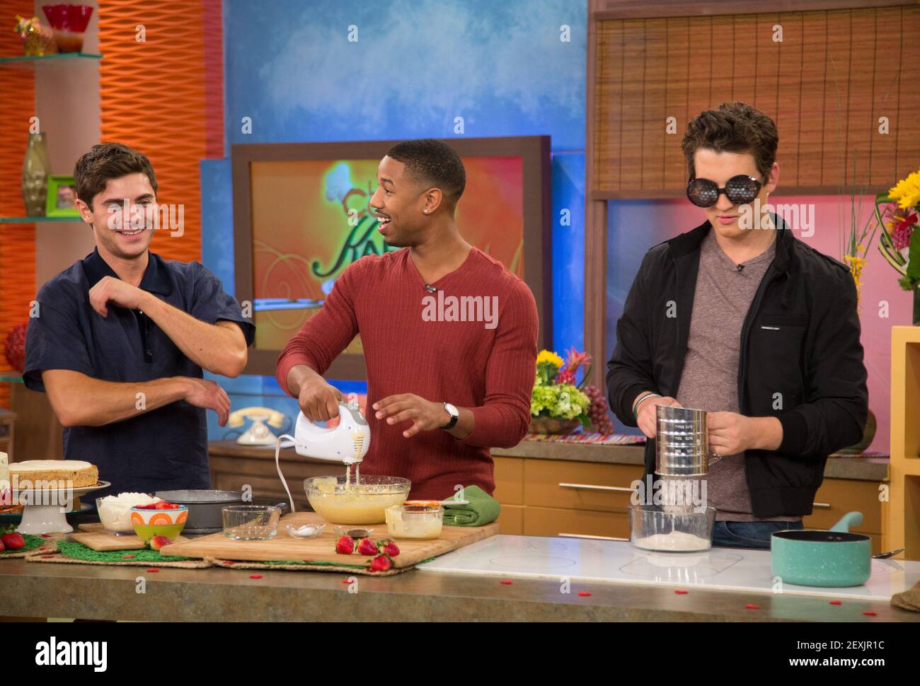 Miles Teller, Zac Efron, Michael B. Jordan are seen on the set of ...