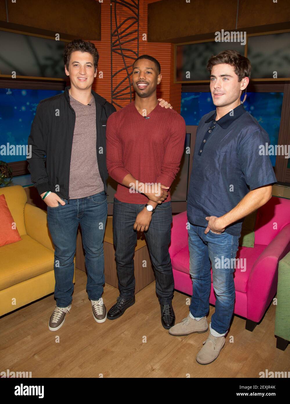 Miles Teller, Michael B. Jordan and Zac Efron are seen at Univision's ...