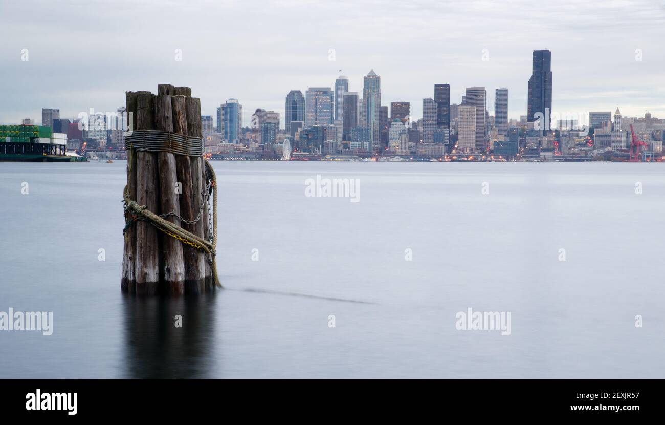 Waterfront Piers Dock Buildings Ferris Wheel Boats Seattle Elliott Bay ...