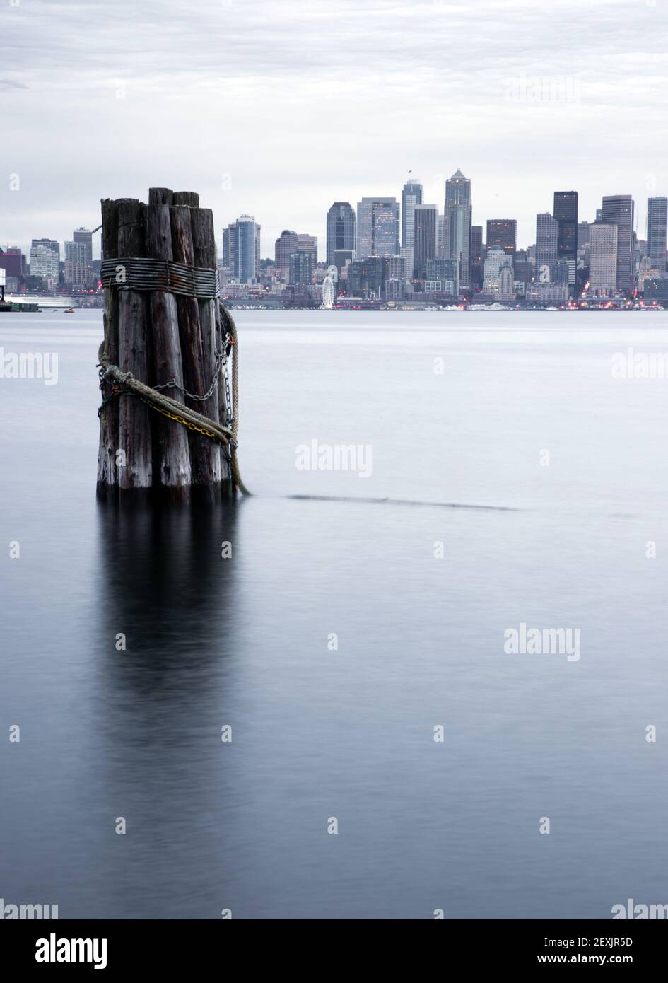 Waterfront Piers Dock Buildings Ferris Wheel Boats Seattle Elliott Bay ...