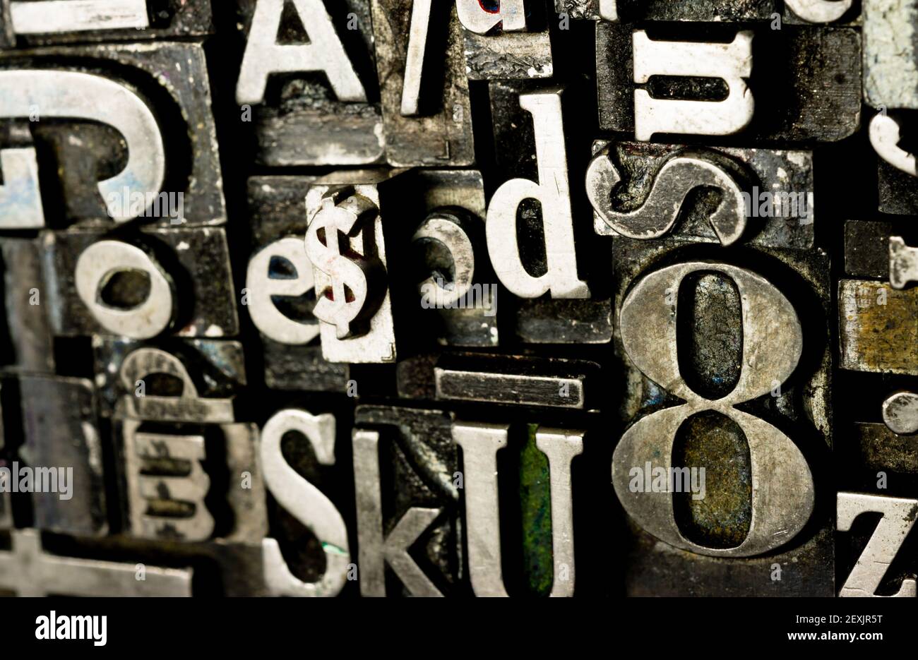 Metal Type Printing Press Typeset Obsolete Typography Text Letters Sign ...