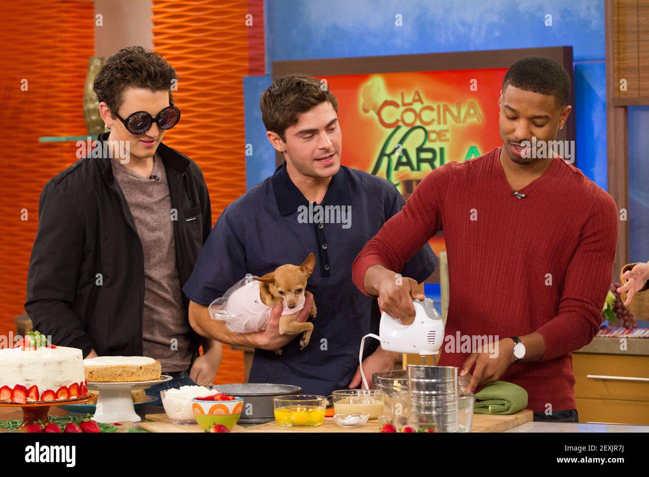 Miles Teller, Zac Efron and Michael B. Jordan are seen on the set of ...