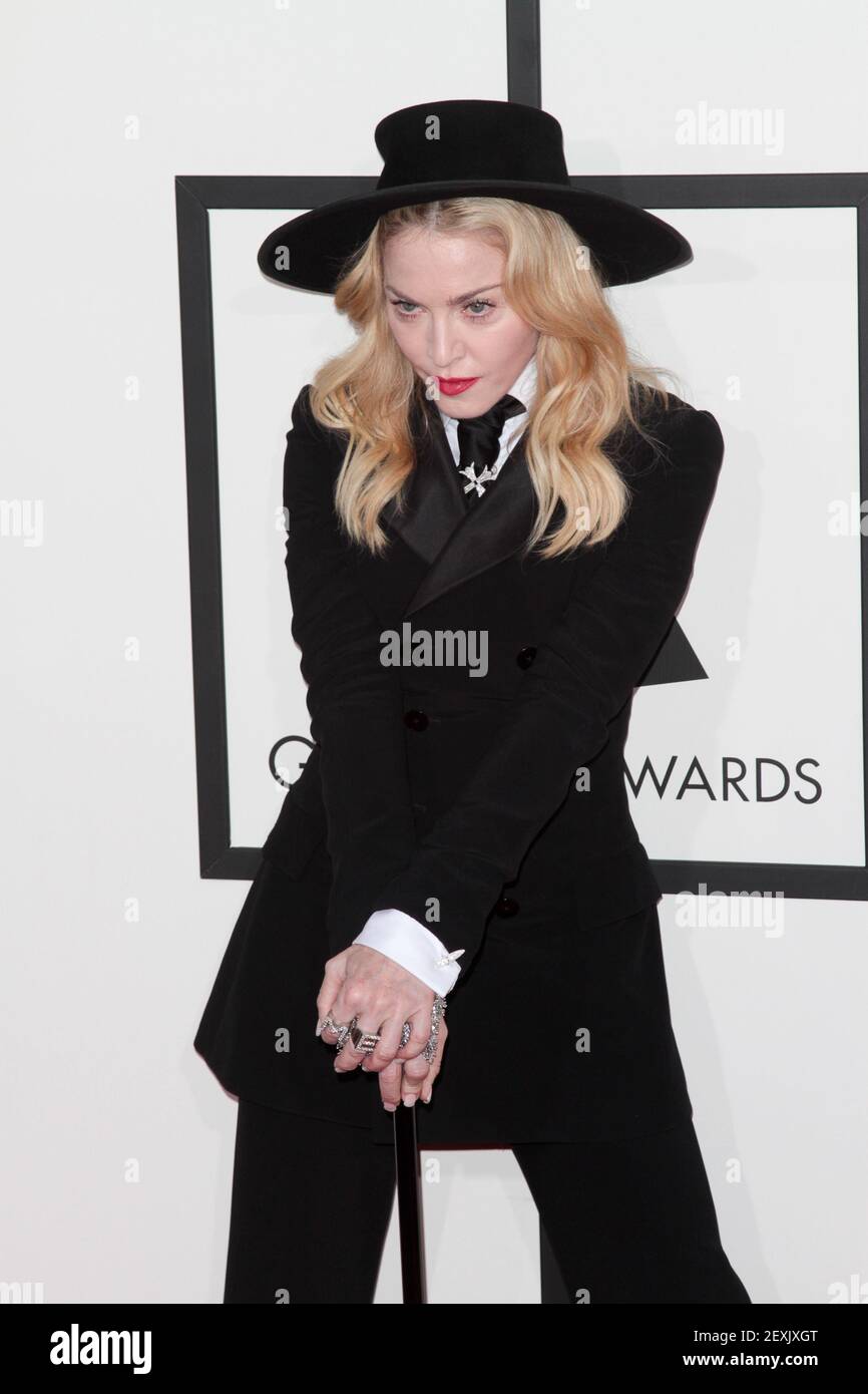 Madonna arrives at the 56th Grammy Awards held at the Staples Center on ...