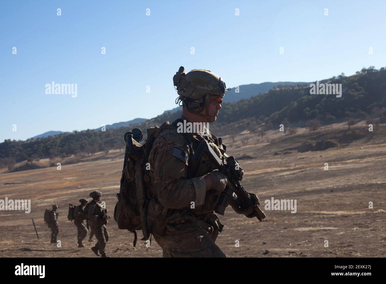 U.S. Army Rangers with the 2nd Battalion, 75th Ranger Regiment move out ...