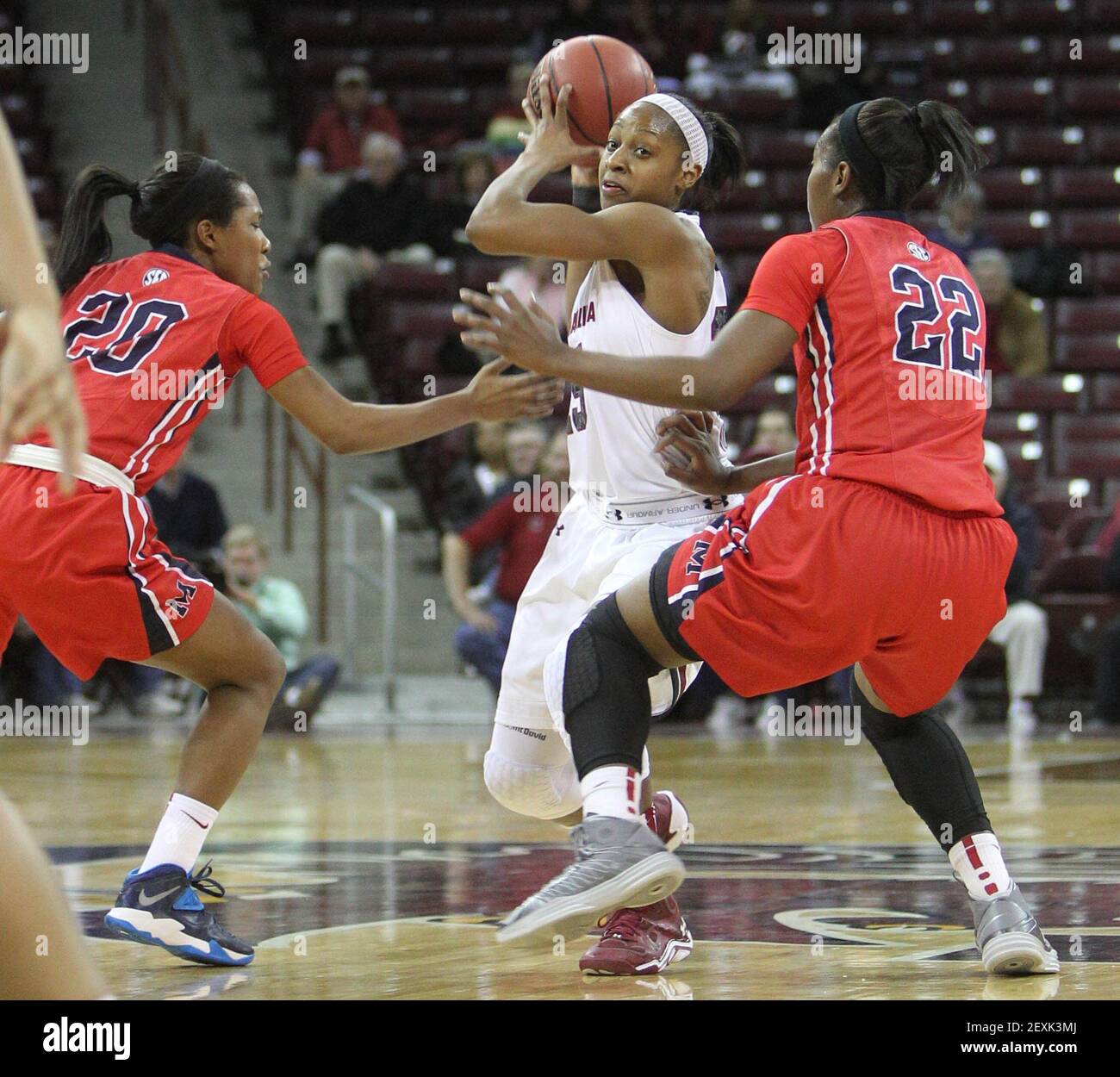 Mississippi's Amber Singletary (20) and Danielle McCray (22) pressure ...