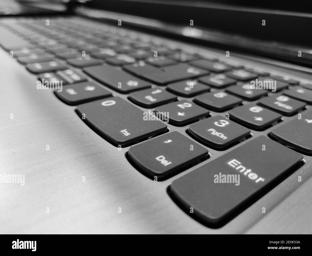 A side view of a part of a laptop keyboard keys Stock Photo - Alamy
