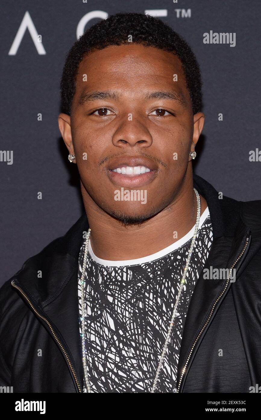 NFL Player Ray Rice attends "ESPN The Party NYC" at Pier 36 in New York ...