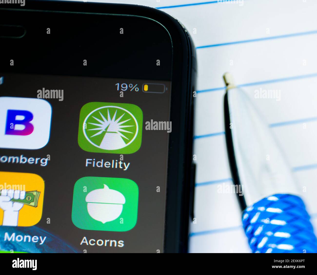 MINNEAPOLIS, MINNESOTA / USA - MARCH 4, 2021: Person using Apple i ...