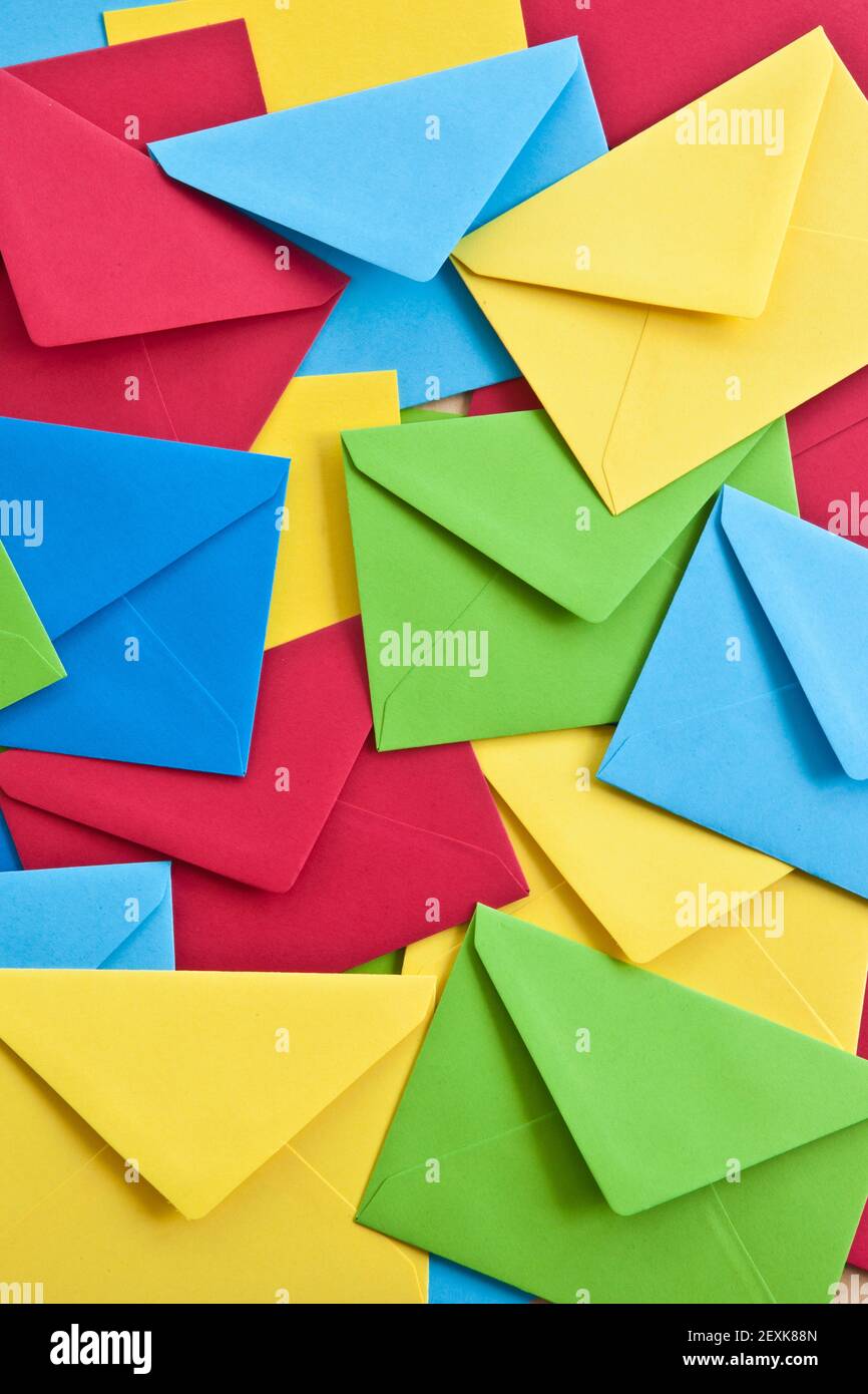 Colorful envelopes as background Stock Photo - Alamy
