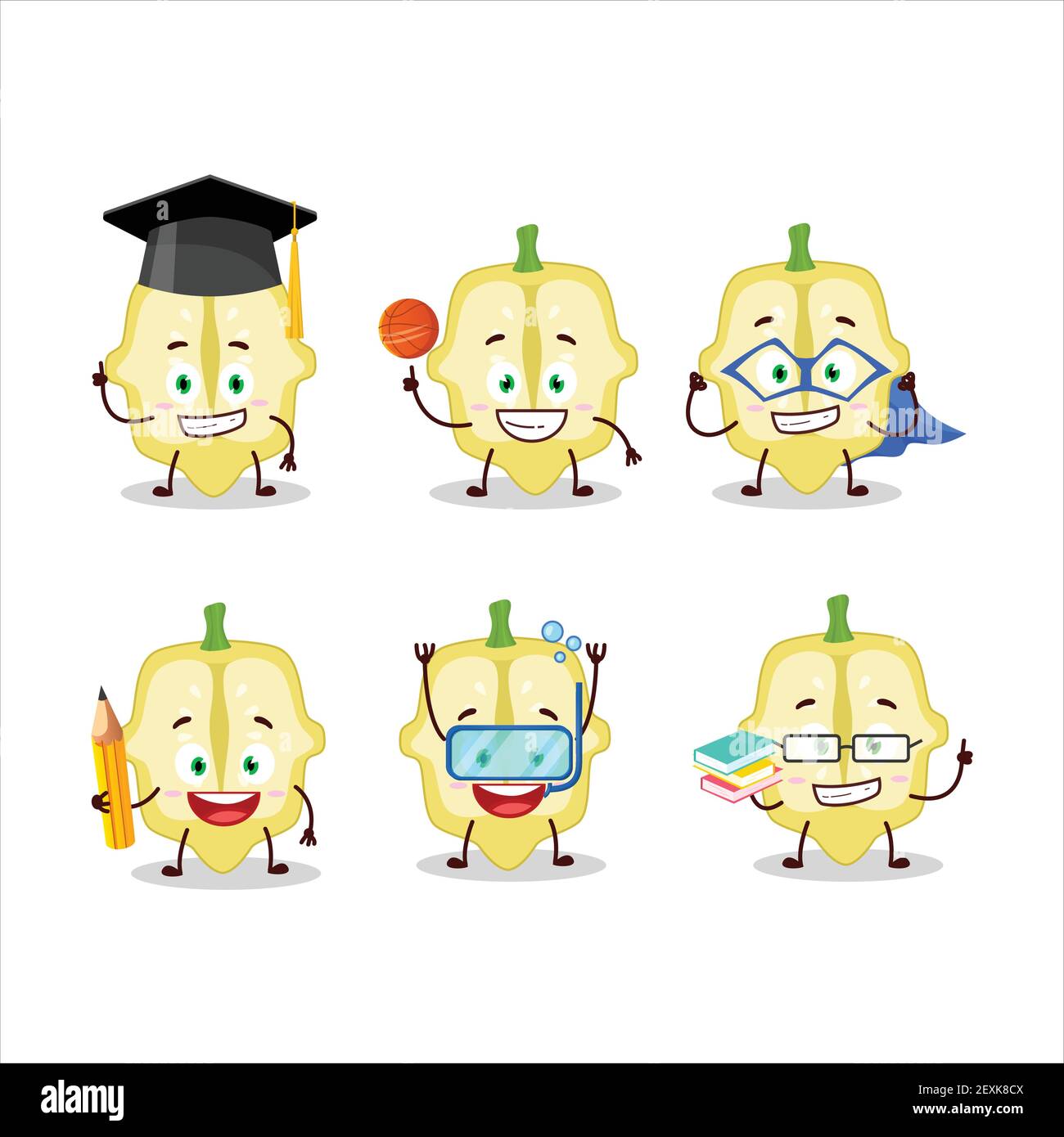 School student of slice of patisson cartoon character with various ...
