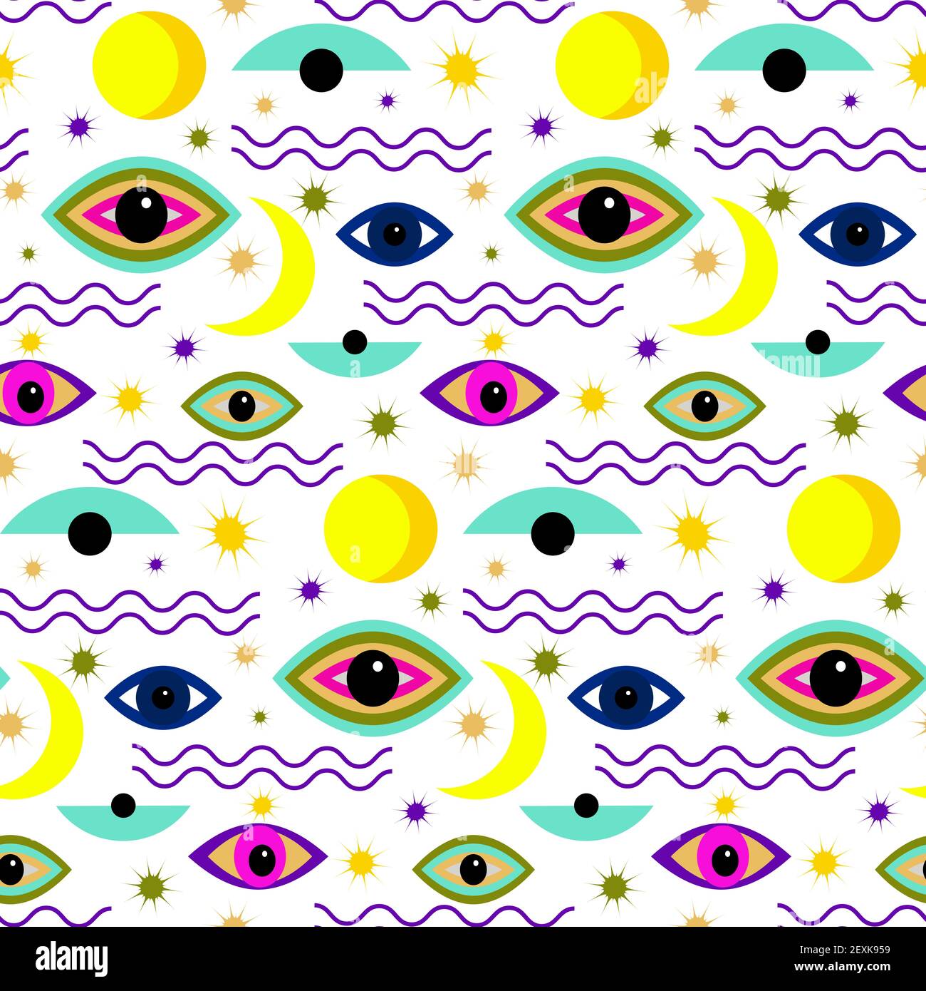 Psychedelic pattern with eyes and abstract shapes Stock Vector Image ...