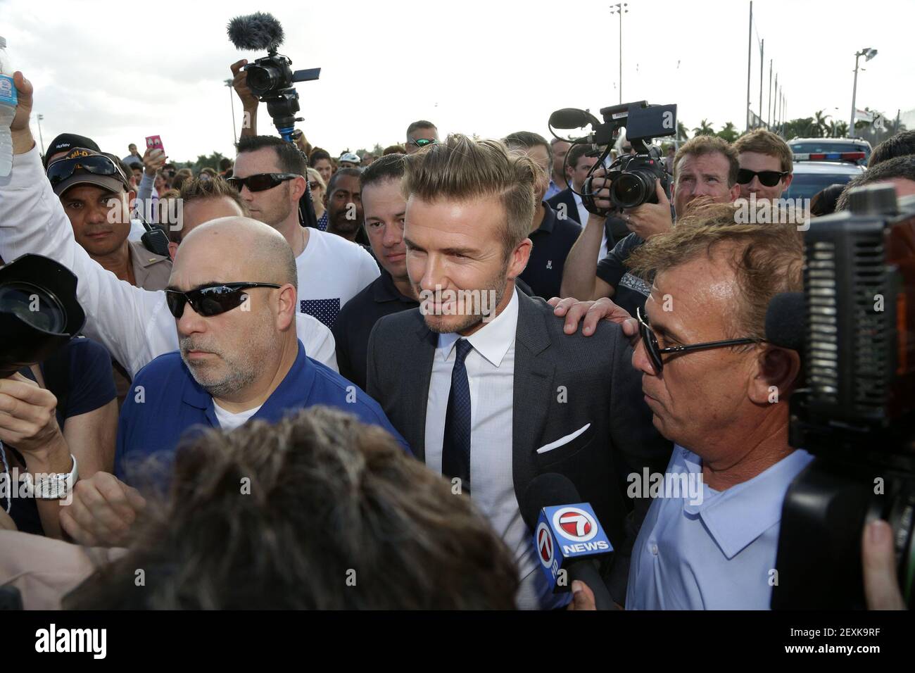 David Beckham is seen during a visit with Miami Youth Soccer Players at ...