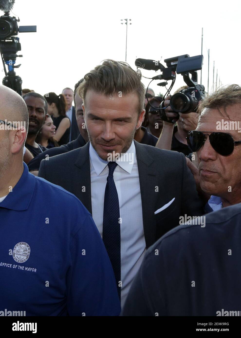 David Beckham is seen during a visit with Miami Youth Soccer Players at ...