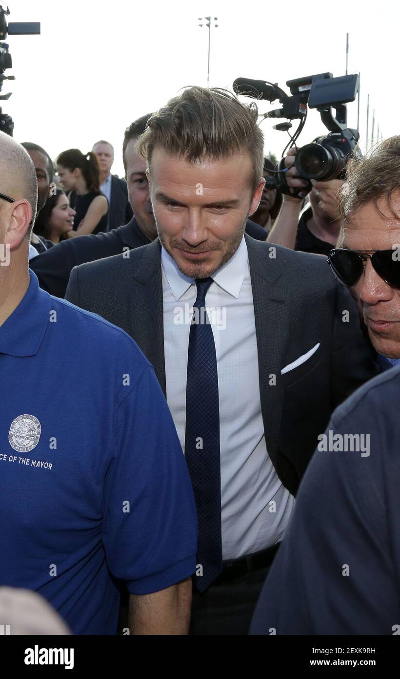 David Beckham is seen during a visit with Miami Youth Soccer Players at ...