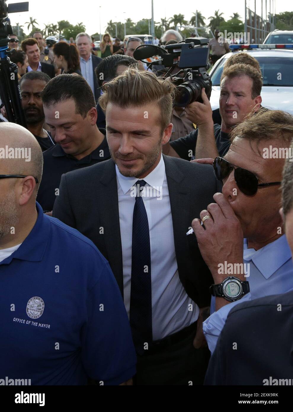 David Beckham is seen during a visit with Miami Youth Soccer Players at ...