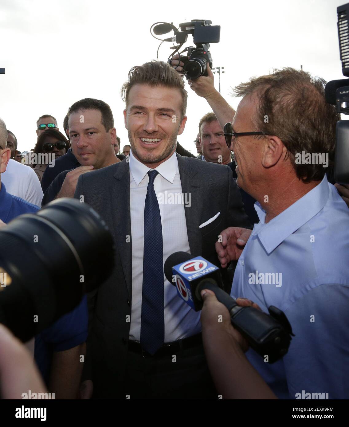 David Beckham is seen during a visit with Miami Youth Soccer Players at ...