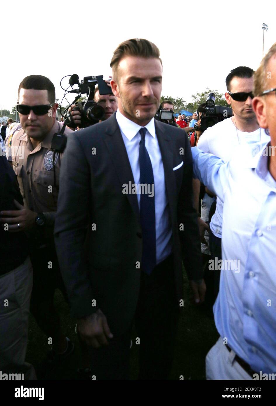 David Beckham is seen during a visit with Miami Youth Soccer Players at ...