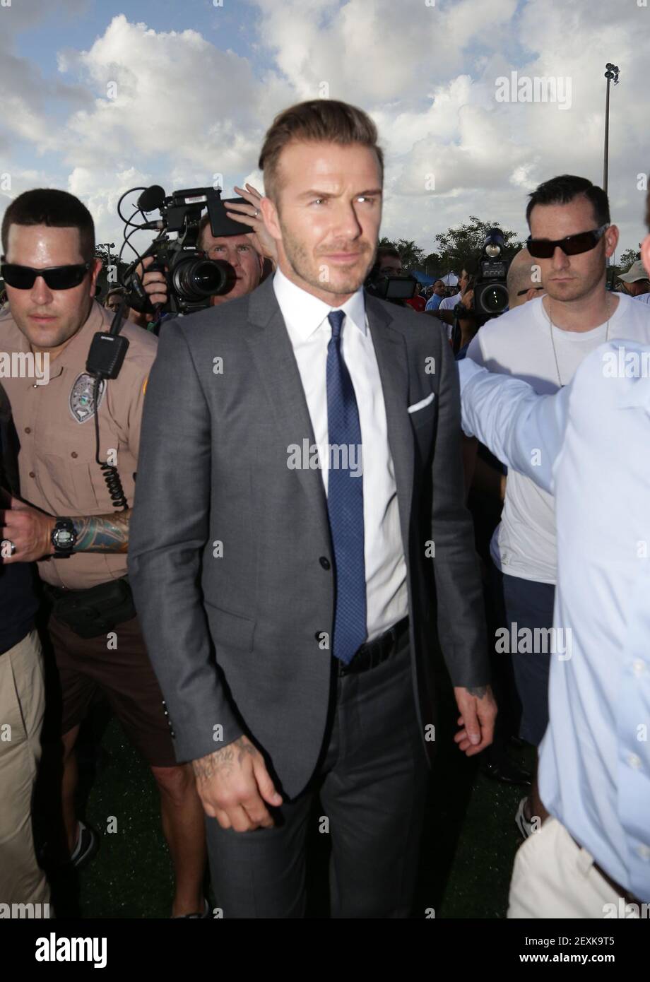 David Beckham is seen during a visit with Miami Youth Soccer Players at ...