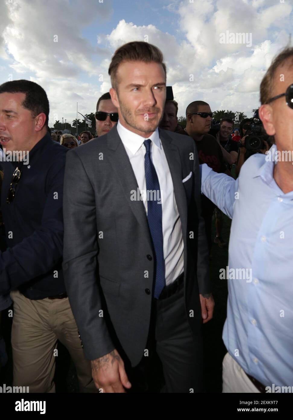David Beckham is seen during a visit with Miami Youth Soccer Players at ...