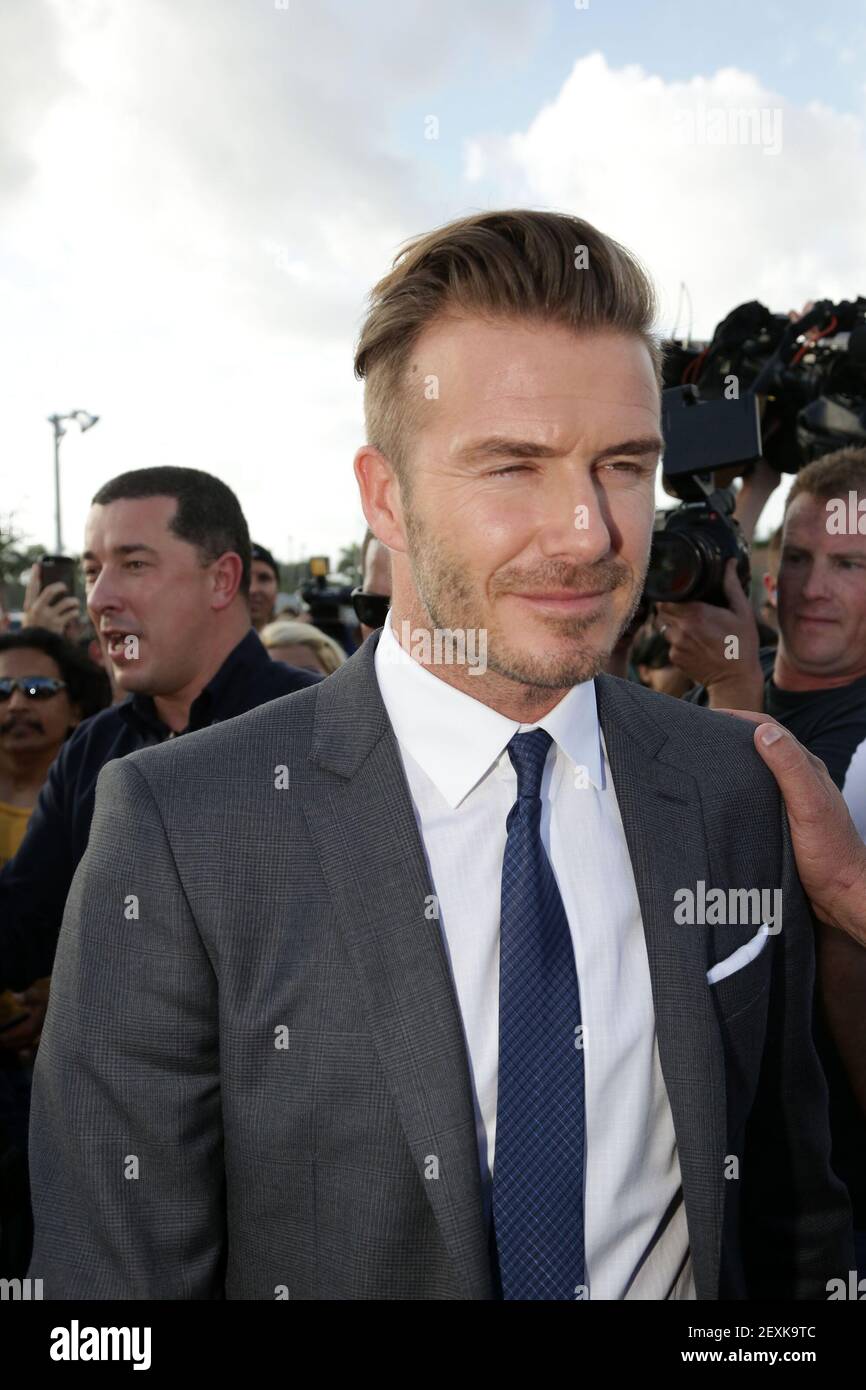 David Beckham is seen during a visit with Miami Youth Soccer Players at ...