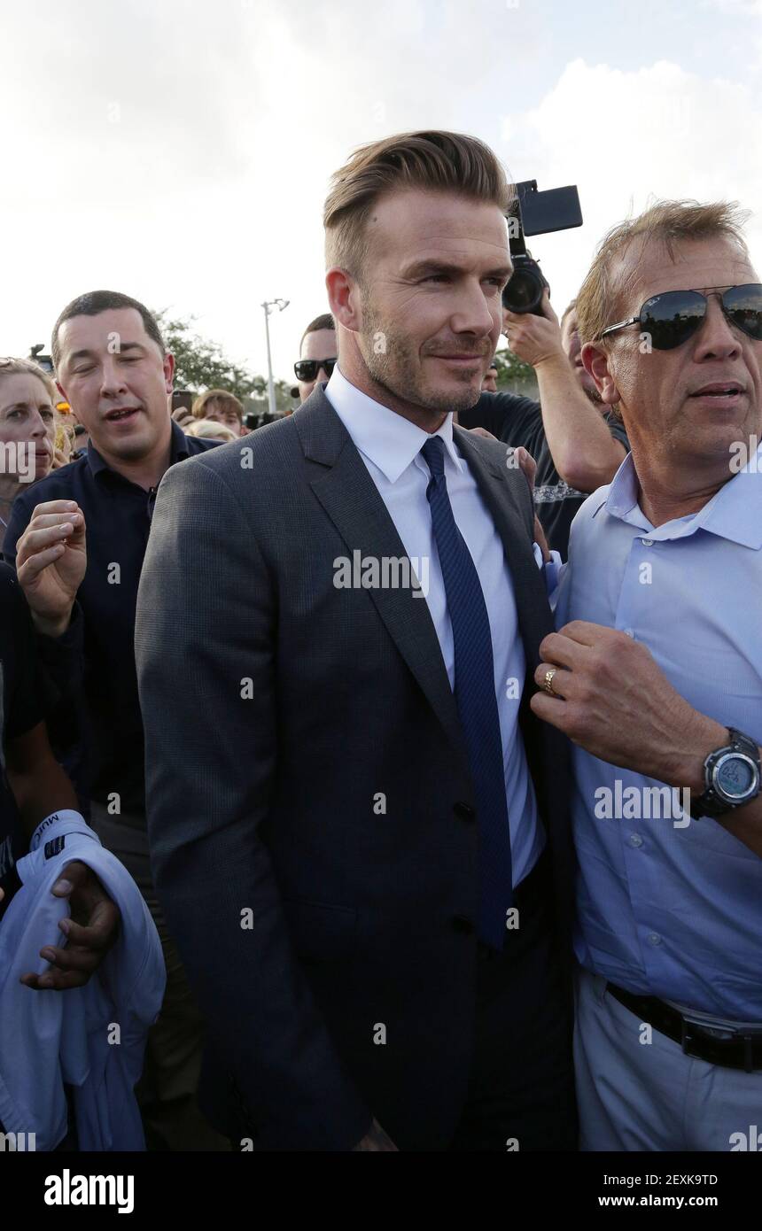 David Beckham is seen during a visit with Miami Youth Soccer Players at ...