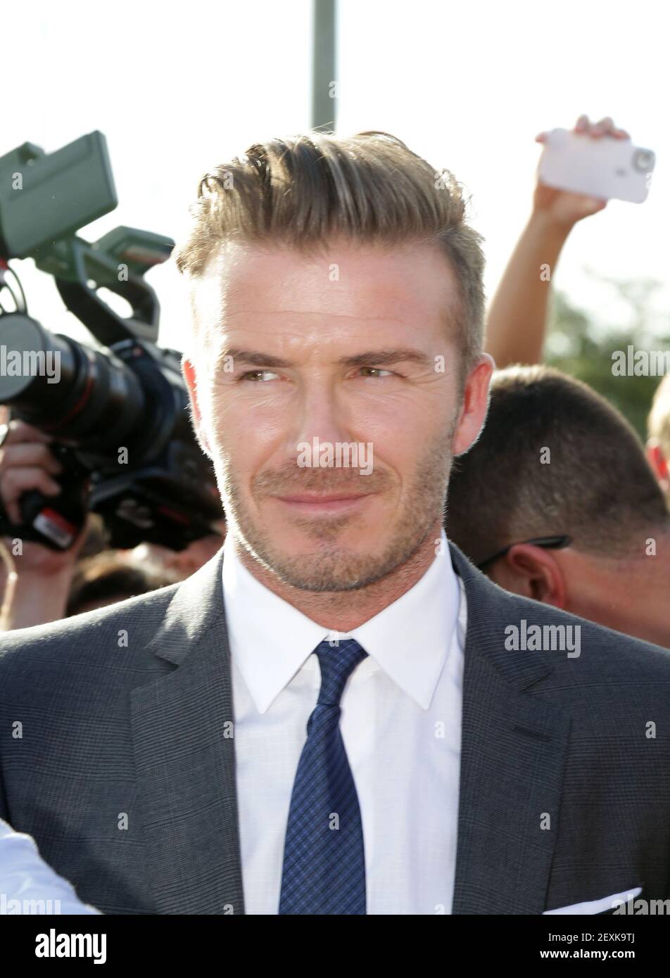 David Beckham is seen during a visit with Miami Youth Soccer Players at ...