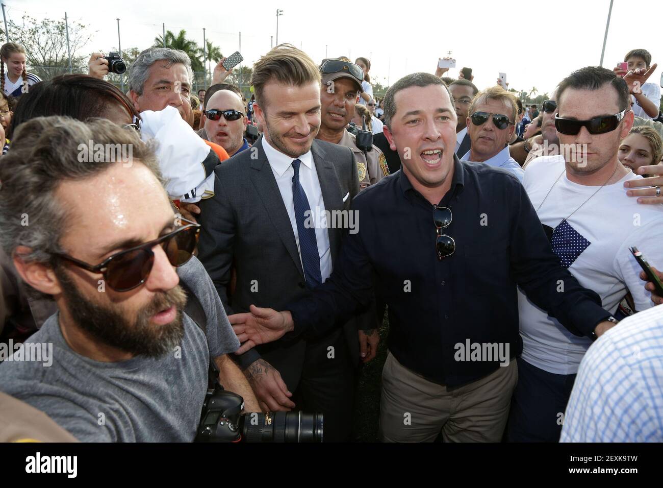 David Beckham is seen during a visit with Miami Youth Soccer Players at ...