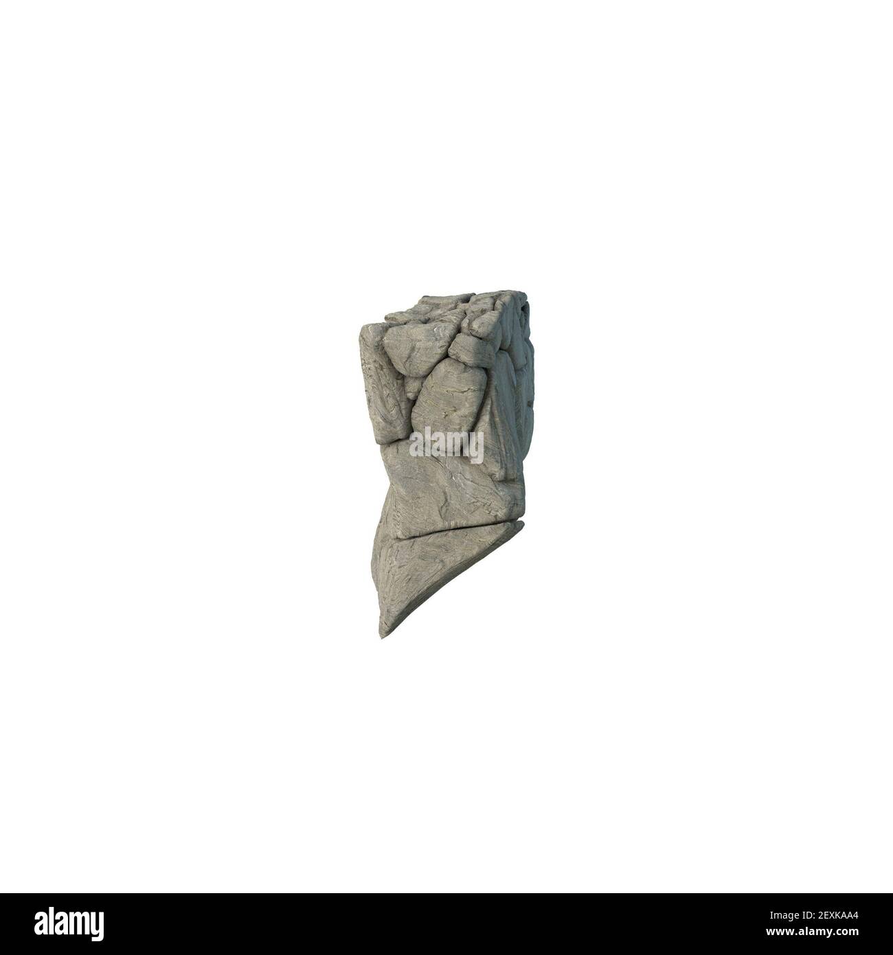 A 3D render of a small gray stone block isolated on a white background ...