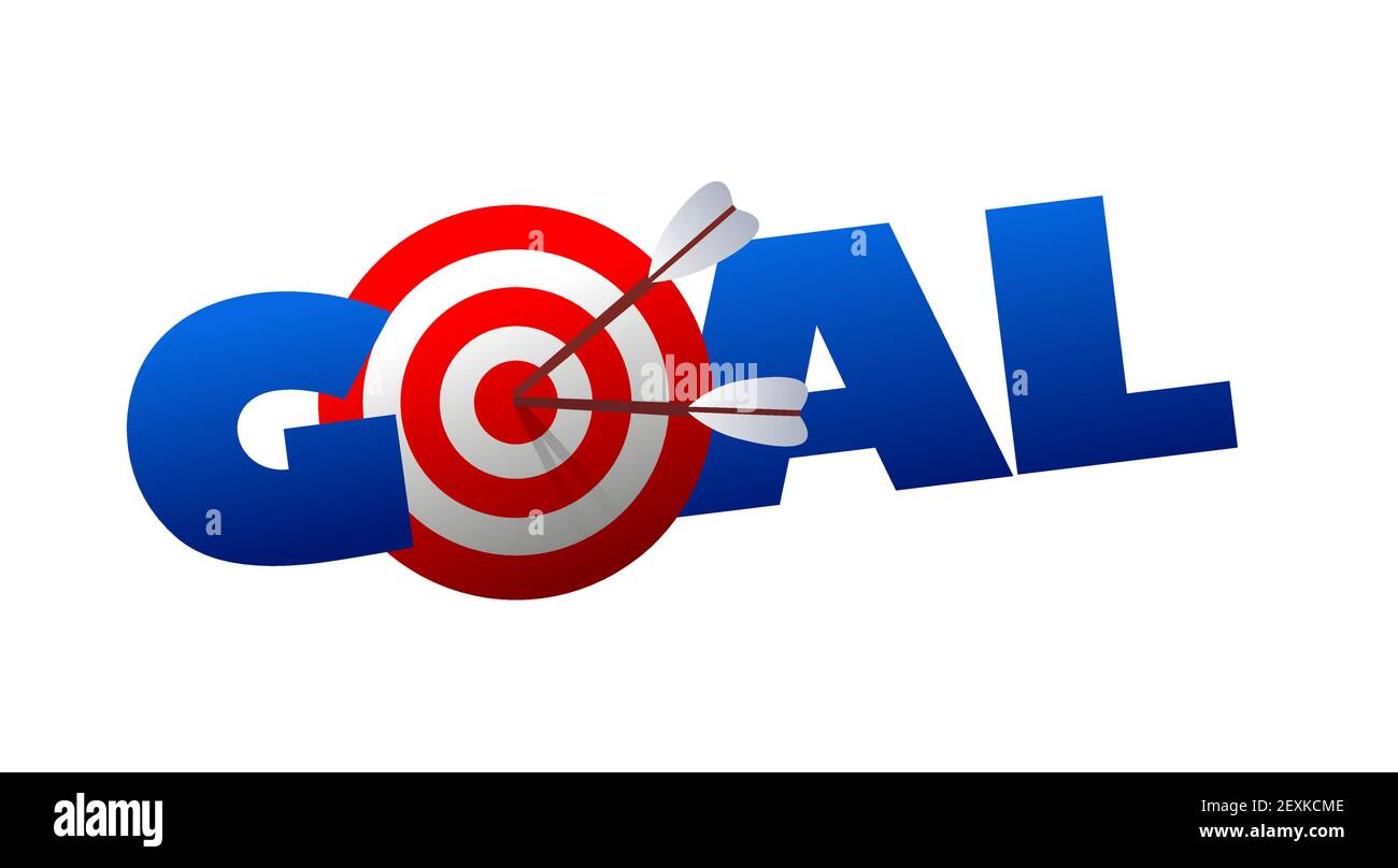 Word Goal Business Concept Of Hitting Exactly The Target Arrows That