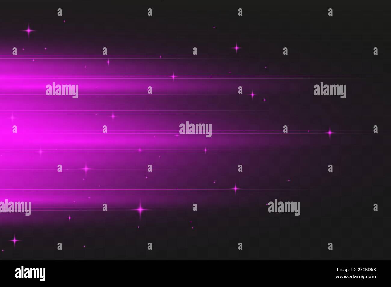 Purple horizontal lens flares pack. Laser beams, horizontal light rays ...