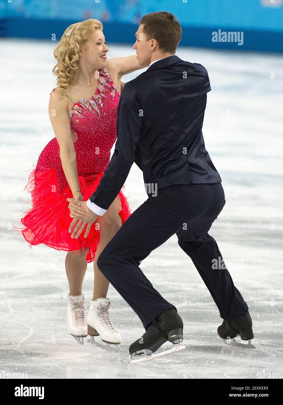 Russia's Ekaterina Bobrova and Dmitri Soloviev perform during the team ...