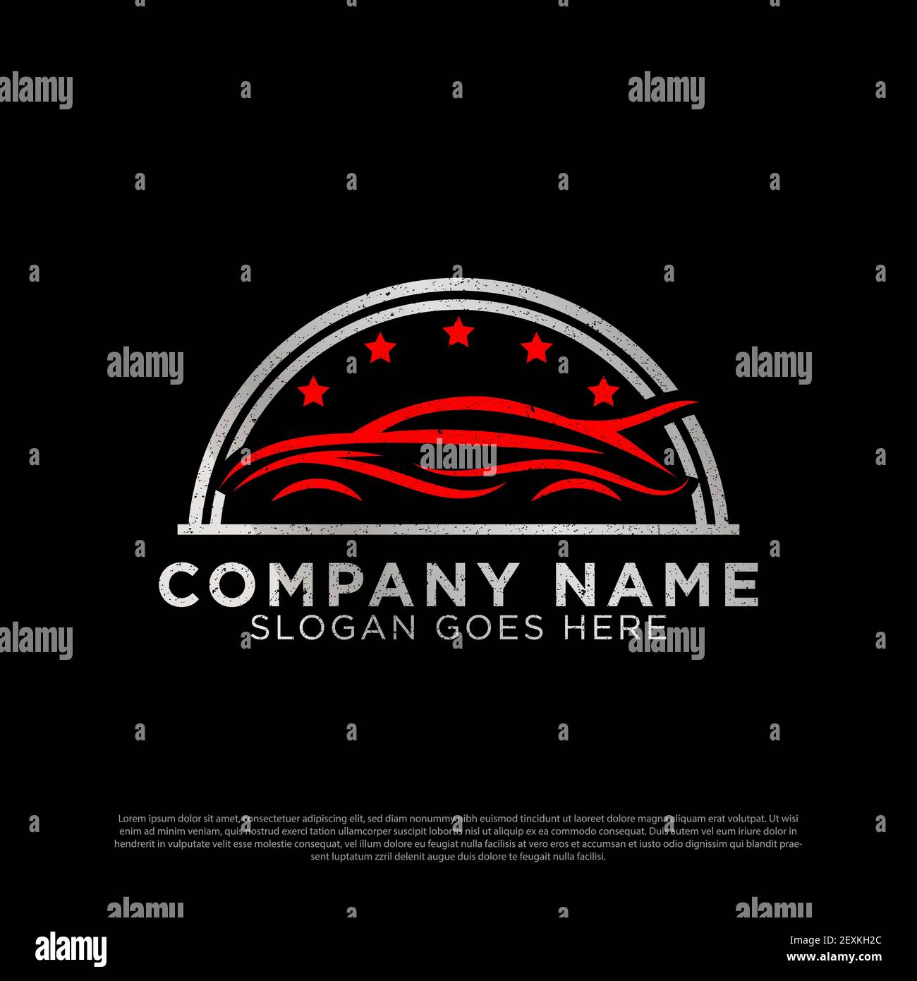 red car realistic logo premium vector, abstract car modification icon ...