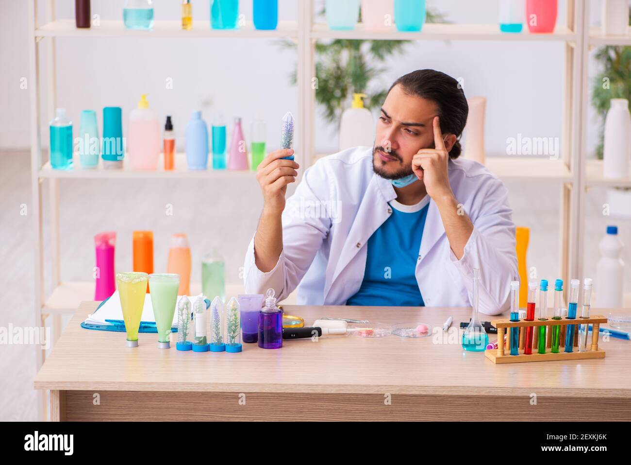 Young chemist testing soap in the lab Stock Photo - Alamy