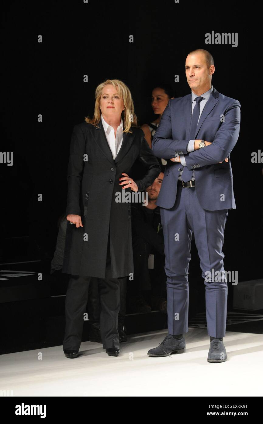 Pamella DeVos, Nigel Barker backstage at the Pamella Roland Fall 2014 ...