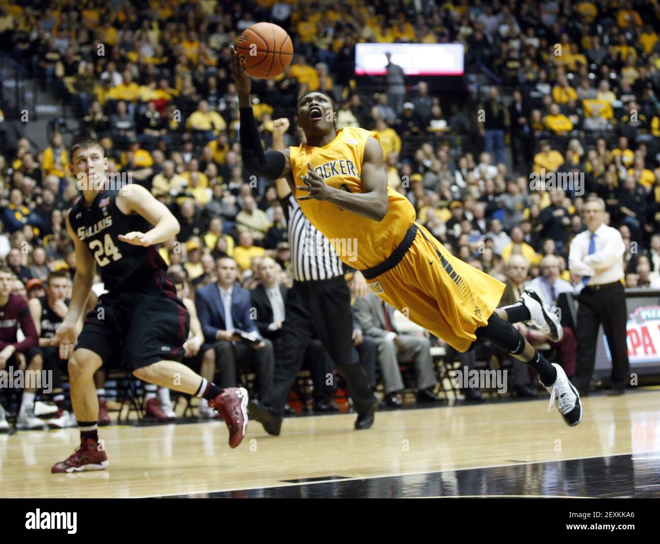 Wichita State's Cleanthony Early shoots the ball while falling to the ...