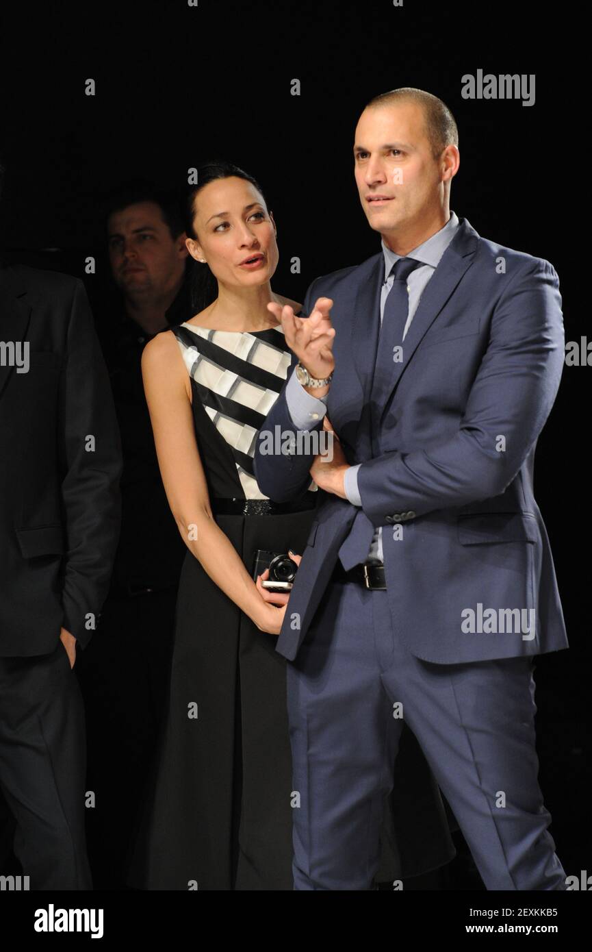 Cristen Barker, Nigel Barker backstage at the Pamella Roland Fall 2014 ...