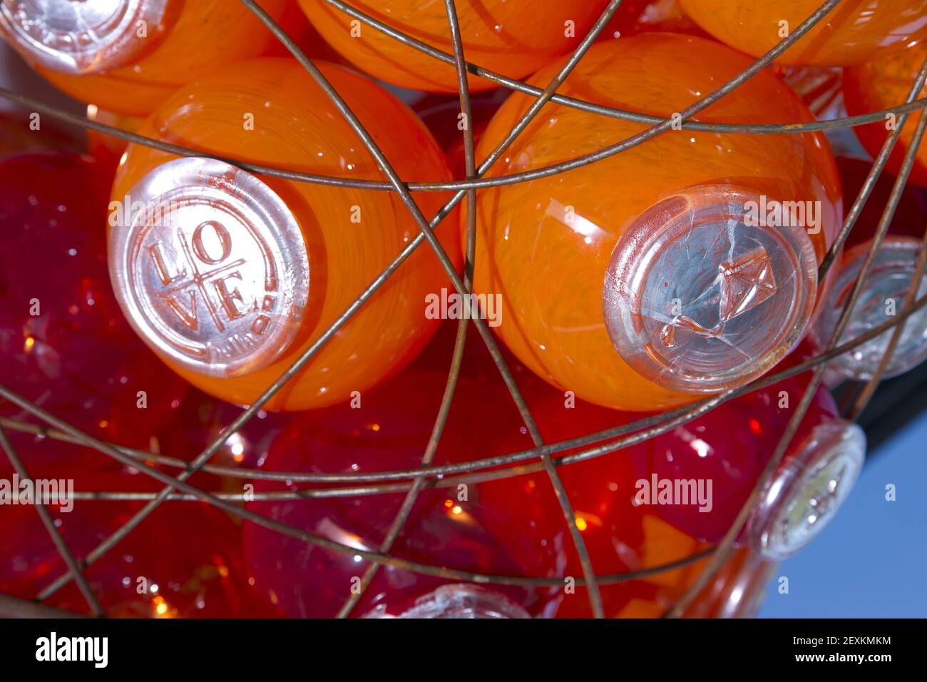 Round Blown Art Glass Float Nautilus Themed Installation Stock Photo ...