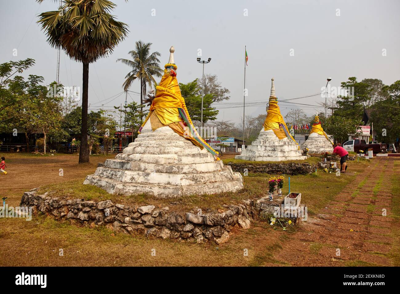 The pagodas at Three Pagodas Pass on the Thai/Myanmar border ...