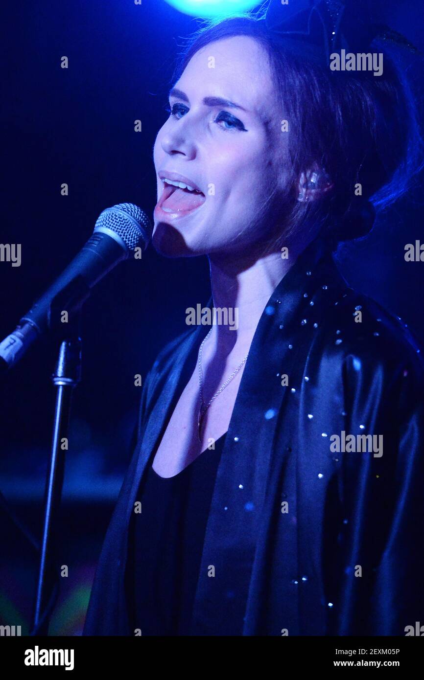 Singer Nina Persson performs at the Mercury Lounge in New York, NY, on February 19, 2014. (Photo ...