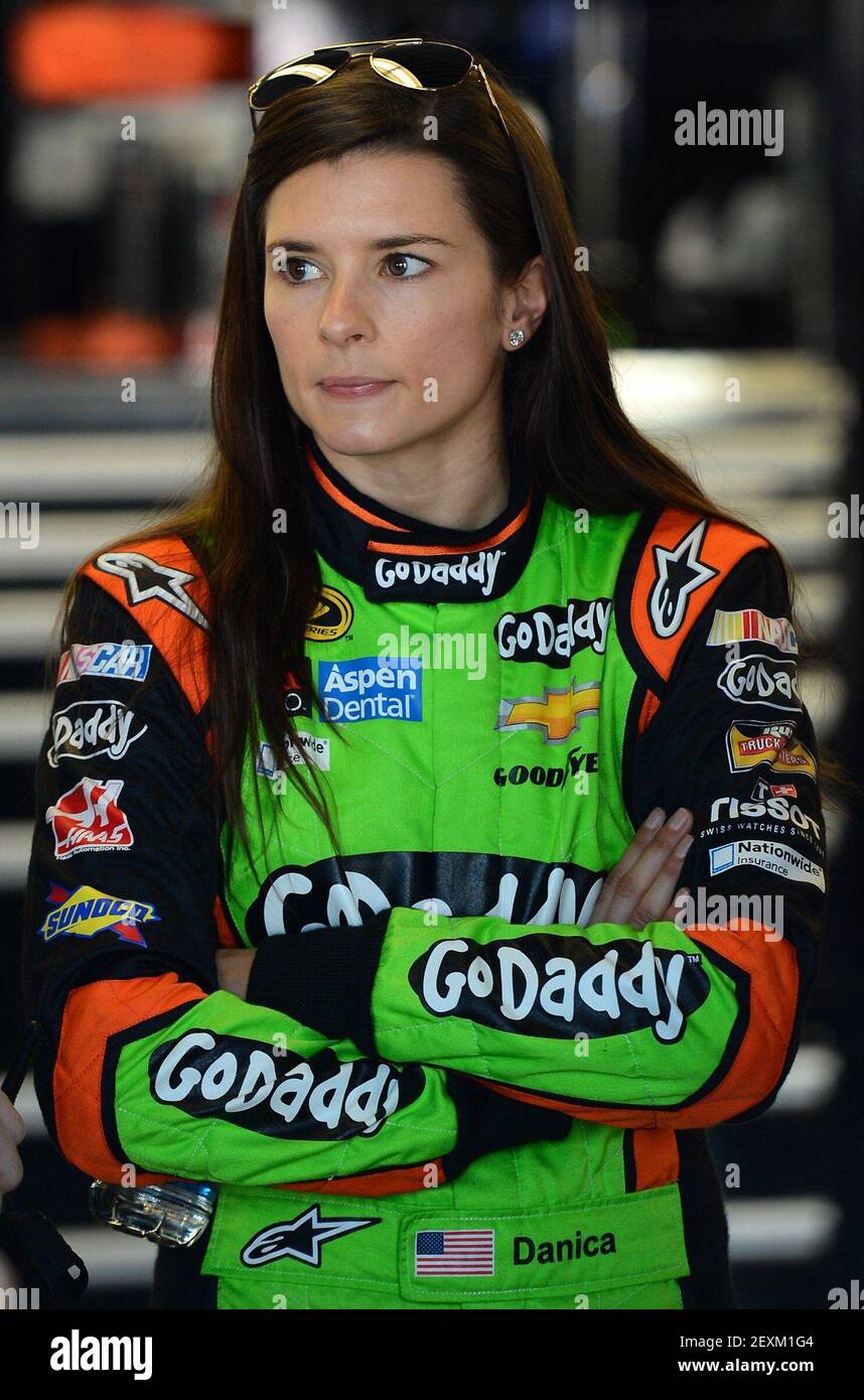 Nationwide Series driver Danica Patrick (30) hangs out in the garage ...