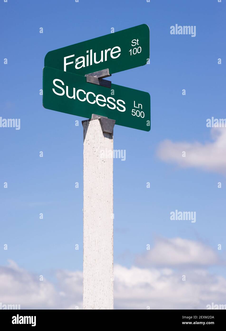 Success Signs Crossroads Failure Street Avenue Sign Blue Skies Clouds ...