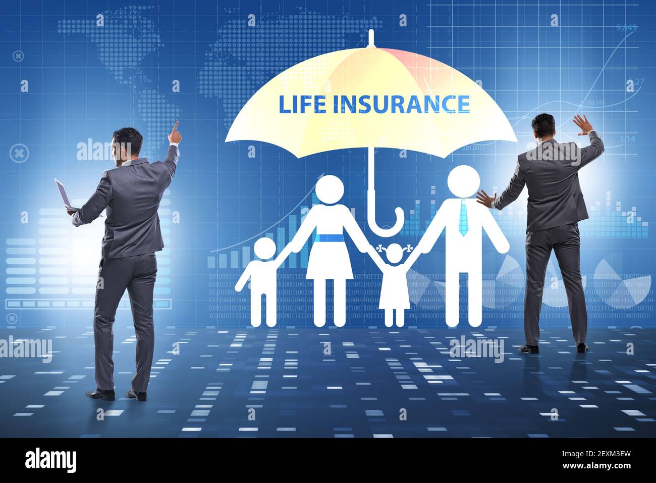 Life insurance concept with family under the umbrella Stock Photo - Alamy