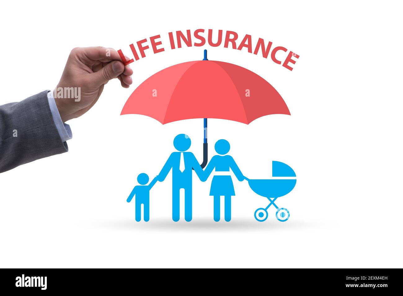 Life insurance concept with family under the umbrella Stock Photo - Alamy