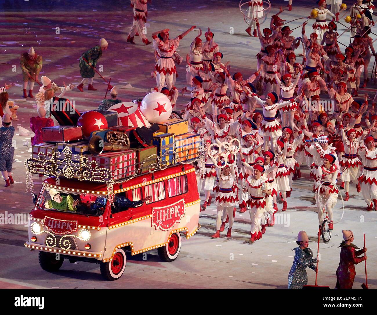 Circus performers take center stage at Fisht Stadium during the closing ...