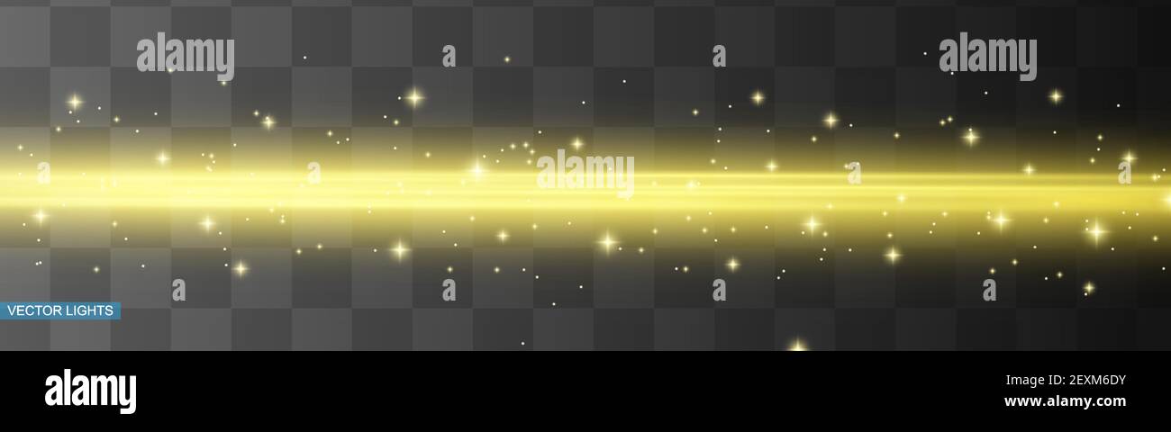 Abstract yellow laser beam. Transparent isolated on black background ...