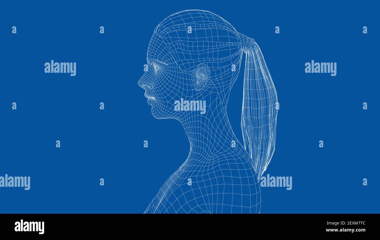 Wireframe portrait of a young beautiful girl Stock Vector Image & Art ...