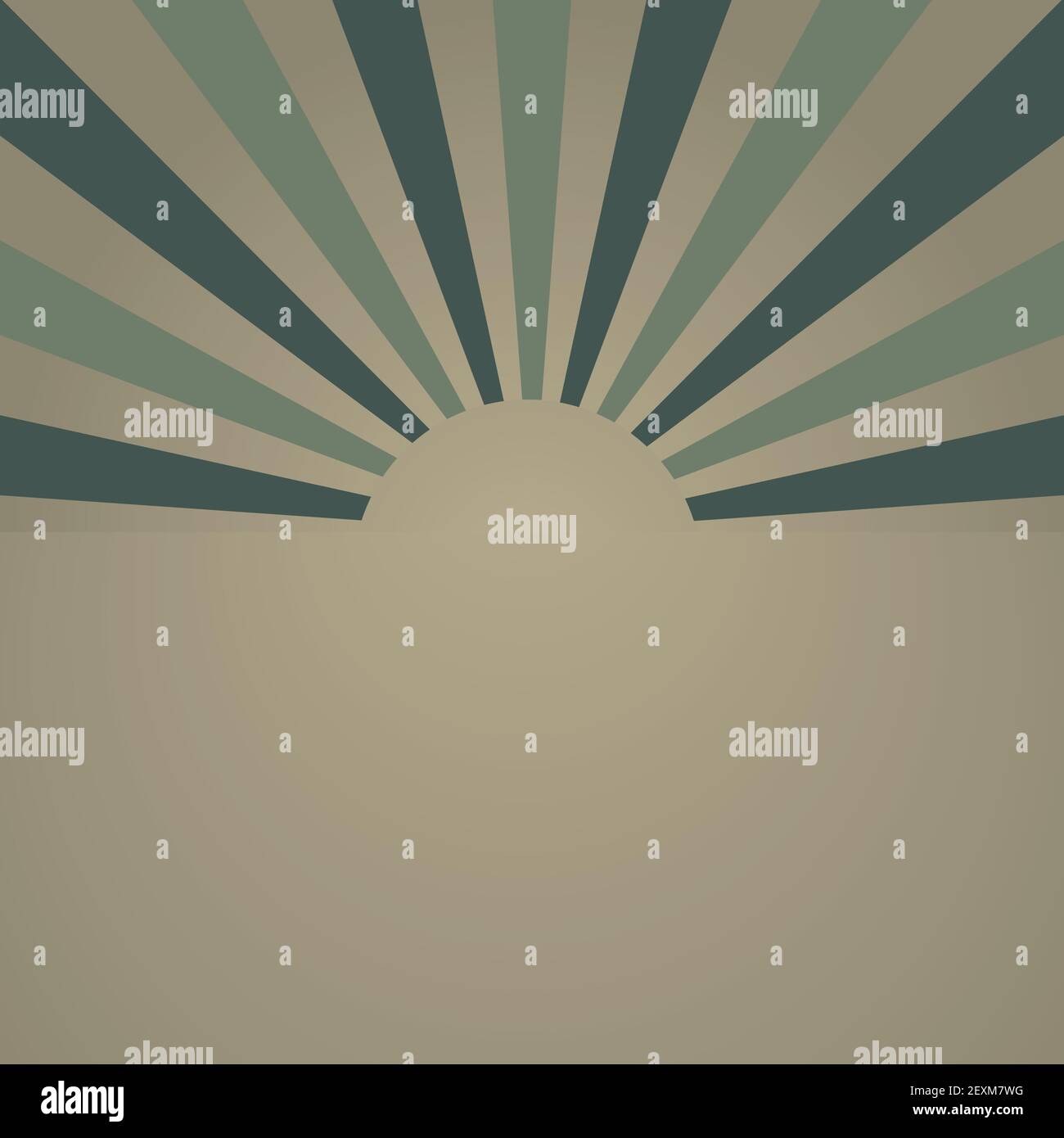 Sunlight retro faded poster. dirty green and beoge color burst ...